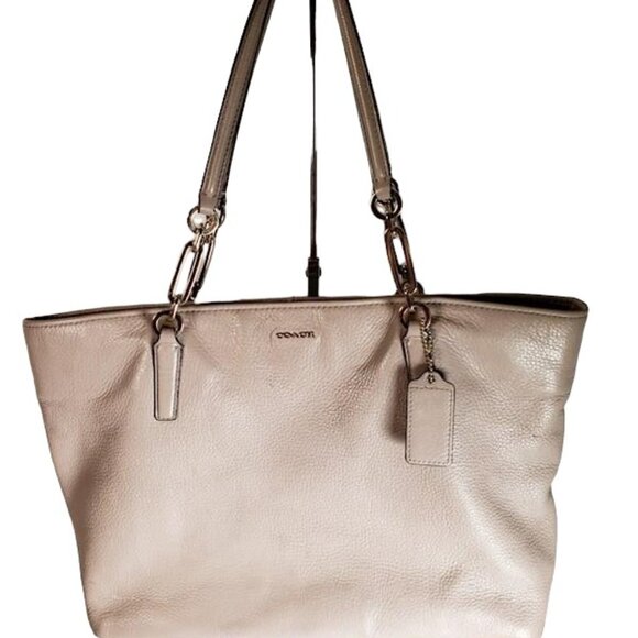 Coach | Bags | Coach Cream Colored Leather Ava Shoppers Tote Shoulder ...